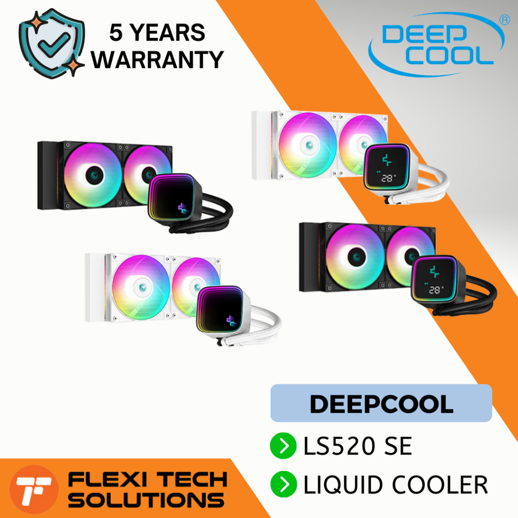 Flexi Tech DEEPCOOL LS520 SE DIGITAL AIO Water Cooling Black & White Liquid Cooler LGA1700 / AM5 ...