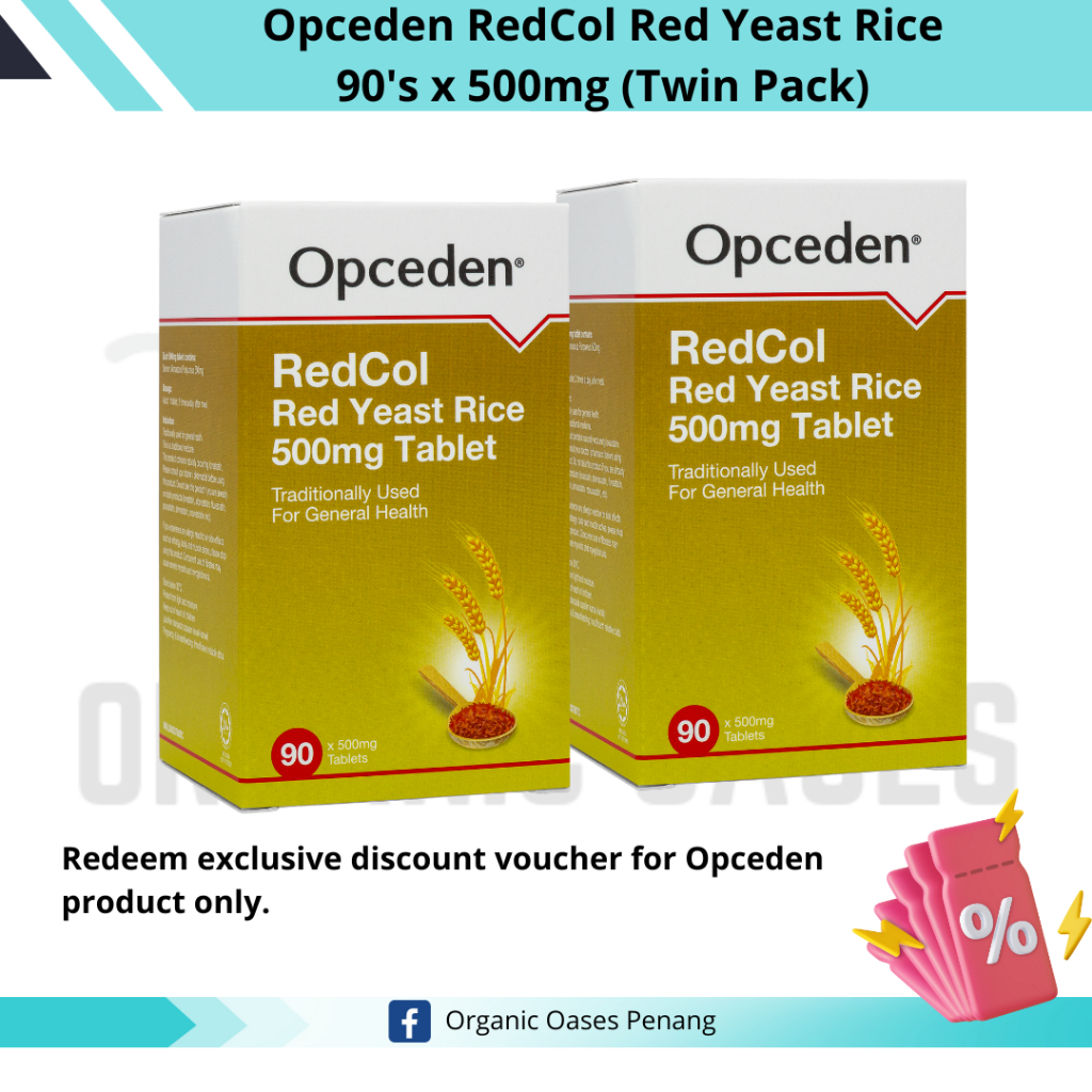 Opceden RedCol Red Yeast Rice Tablets 90's x 500mg (Twin Pack) EXP 04/ ...