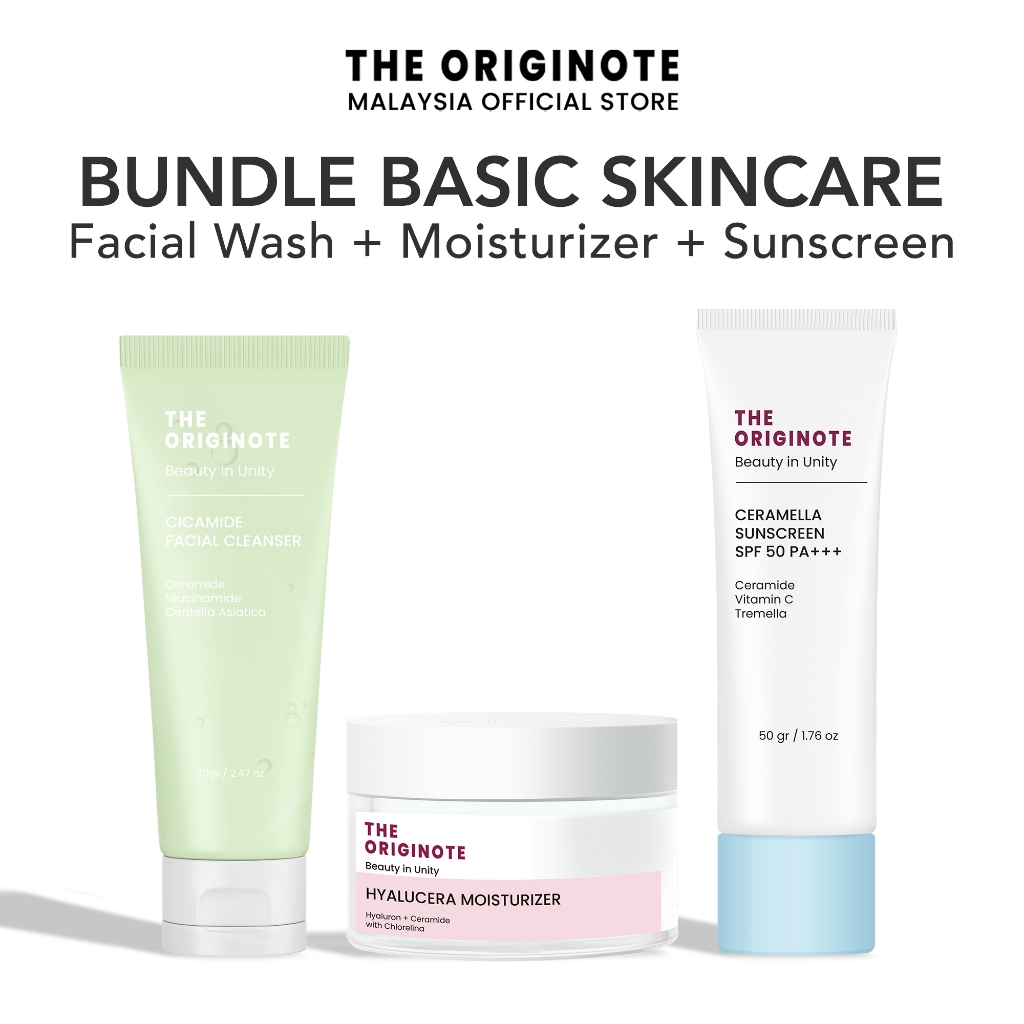 The Originote Bundle 3in1 Basic Skincare - Cicamide Facial Wash ...