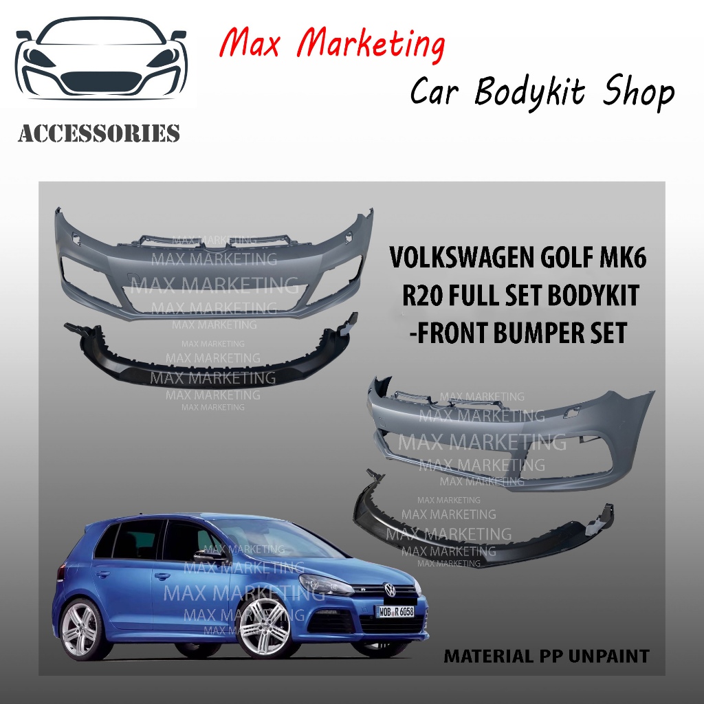 VOLKSWAGEN GOLF 6 MK6 R20 FULL SET PP SKIRT LIP BODYKIT (FRONT BUMPER ...