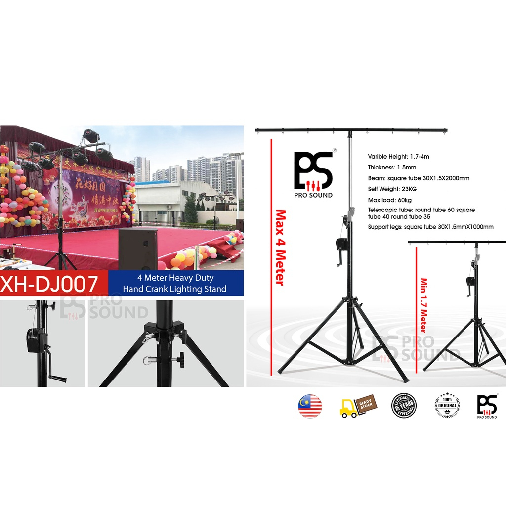 PS Pro Sound DJ007 Professional Heavy Duty Stage Used 4 Meter Crank Up ...