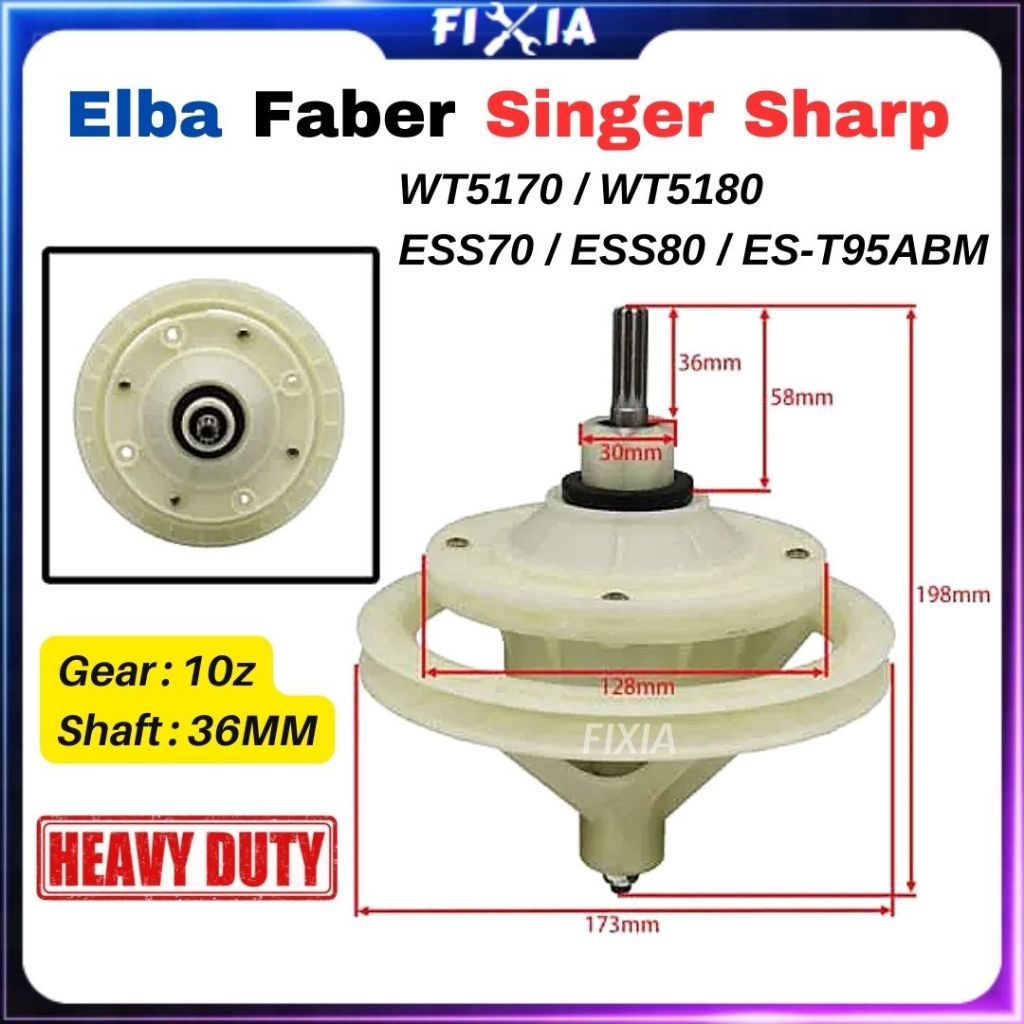Heavy Duty Elba/Faber/Singer/Sharp 10 Gears 36MM Semi Auto Washing ...