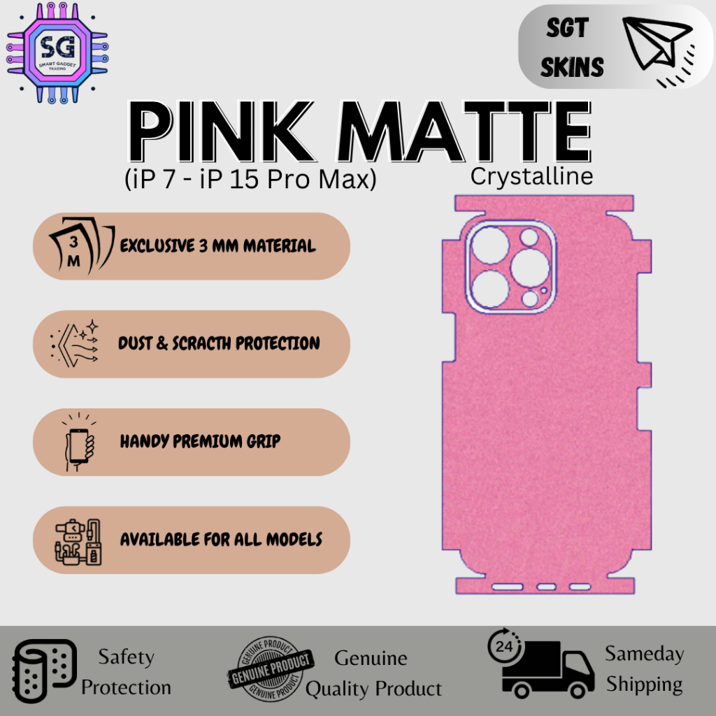 Skins Pink Matte Crystalline 3M For iP Series | Shopee Malaysia
