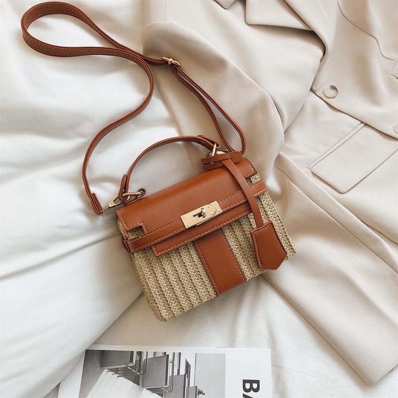 Korean Stylo Woven Knitted Beg Rotan Woman Rattan Sling Bag Handbag ...