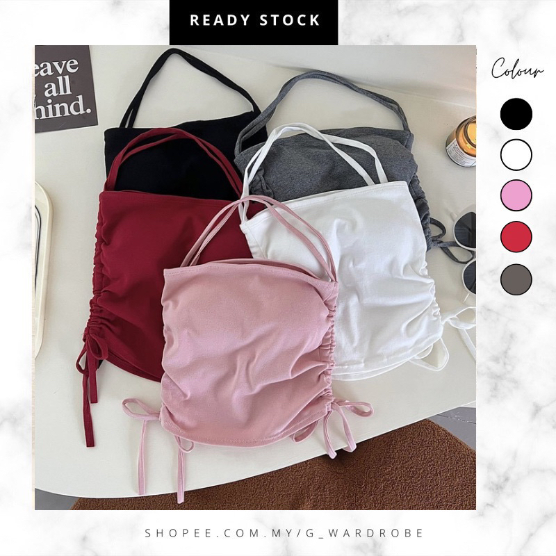【Ready Stock】Halter-neck strap design camisole hot girl tube top with ...