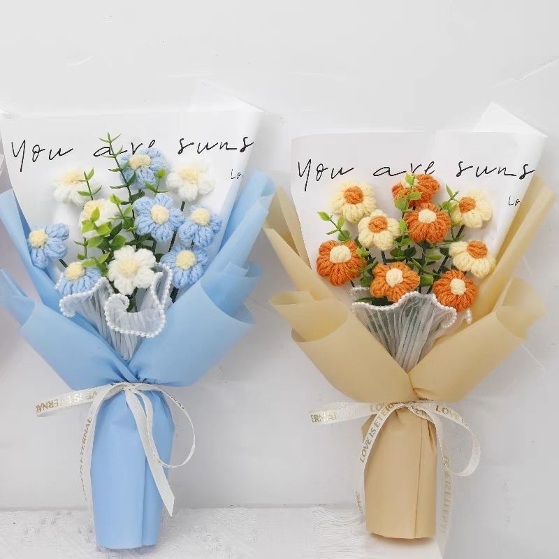 Bunga Kait Crochet Puff Flower Bouquet Gift Surprise Birthday Present ...