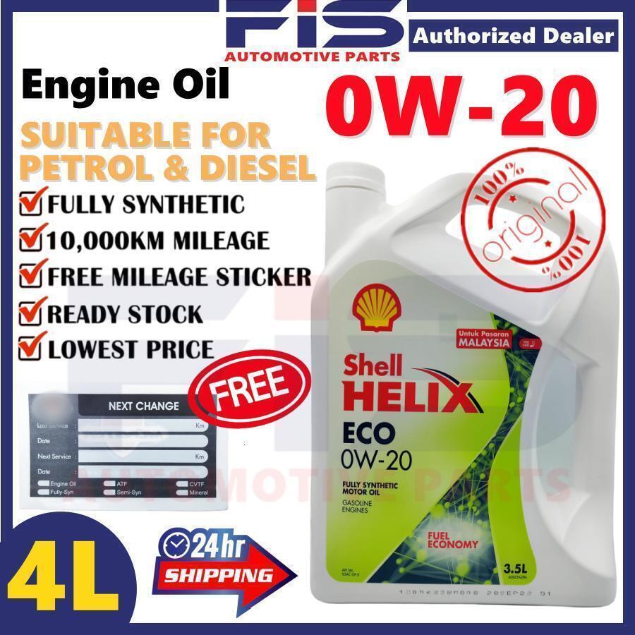FIS Engine Oil Shell Helix Eco 0W20 3.5Liter Lubricant Fully Synthetic ...