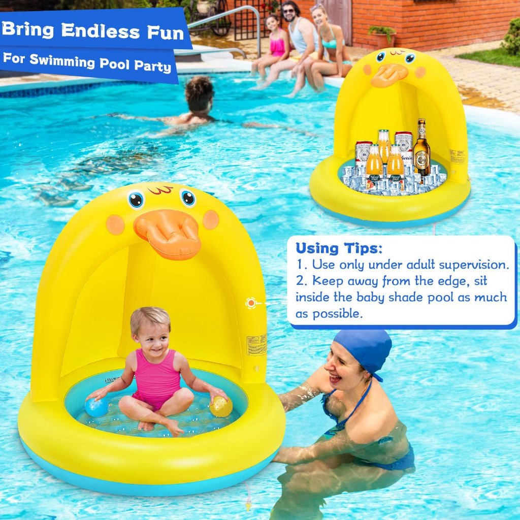 Duck Baby Splash Pool with Canopy Extra Soft Bubble Base for Kids ...