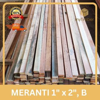 1" x 2" [8FT, Grade B] Kayu Meranti / Kayu Merah / Construction / Kayu ...