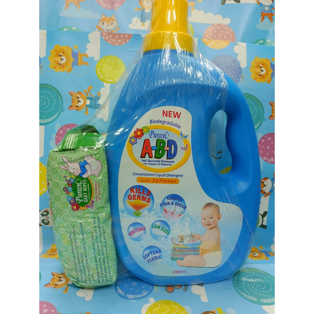 PUREEN ABD LIQUID DETERGENT WITH SOFTENER 2000ML FOC PUREEN BABY WIPES ...