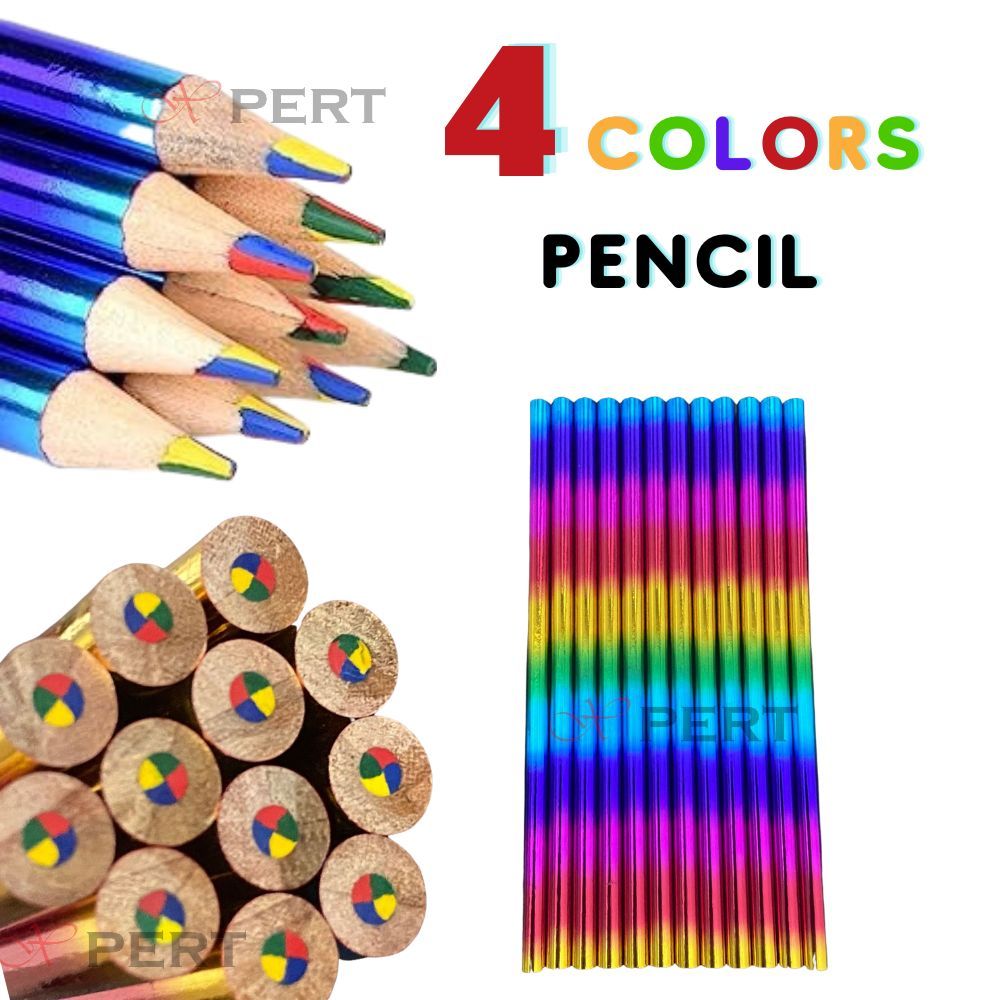 Mix Colors 4 IN 1 Pencil Multi Color Pensel warna Kid early Learning ...