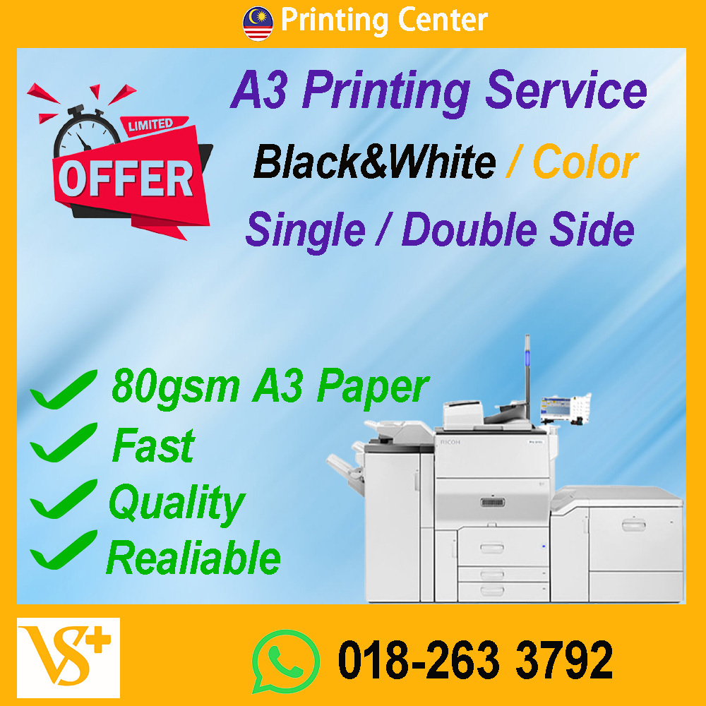 A3 Black&white / Color Printing Service Single/Double Sided / Page ...