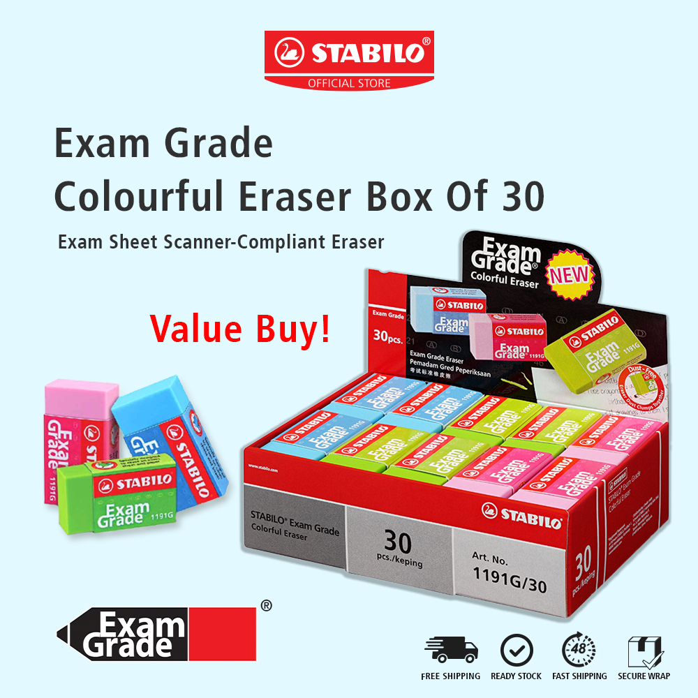 Stabilo Exam Grade Colourful Eraser (30 Pcs) | Shopee Malaysia