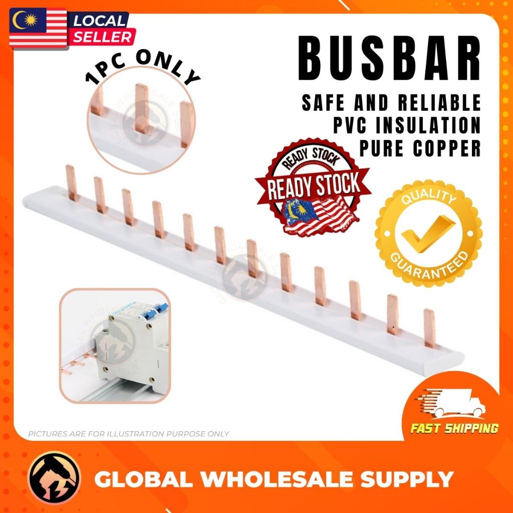 (1PC-LOOSE CUT) 1 Pole Full Copper PVC Insulated Mcb Bar/Mcb Busbar ...