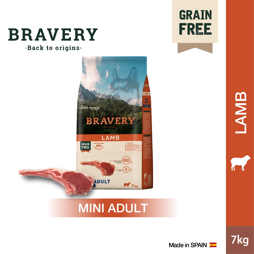 Bravery Mini Adult Dog Dry Food Small Breeds - Lamb (7kg) | Shopee Malaysia