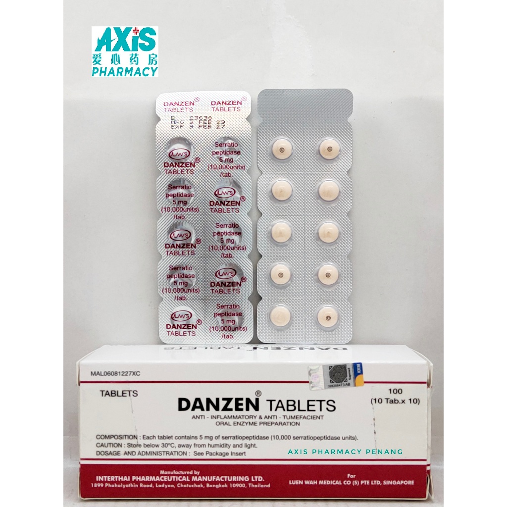 DANZEN 5MG Serratiopeptidase tablet 2 strips (20 tablets) Exp: 11/2027 ...