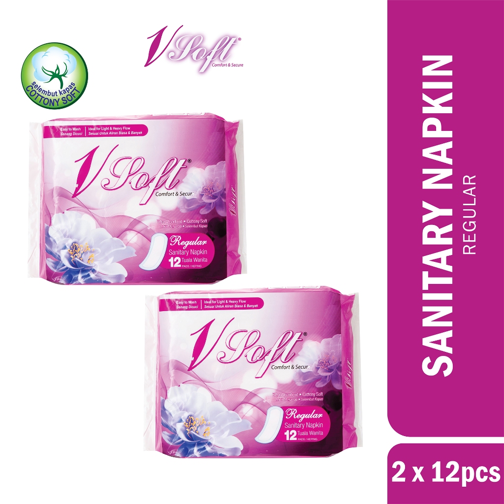 VSOFT 22cm Regular Sanitary Napkin Extra Absorbent cottony soft ...
