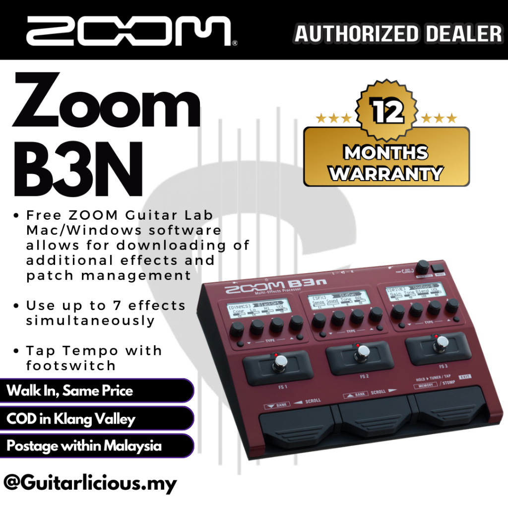 Zoom B3n Bass Guitar Multi Effects Pedal Processor Stompbox ( B-3n ...