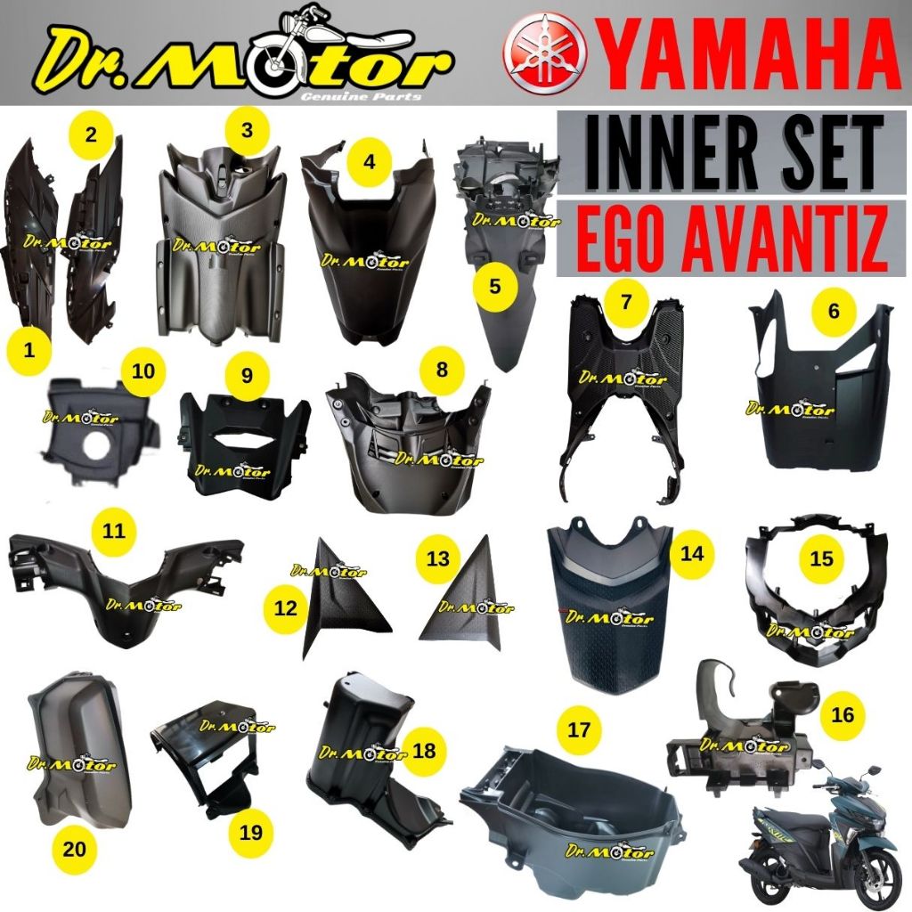 EGO AVANTIZ AVANTIS Inner Full Set Part Hitam Coverset Black Side Head ...