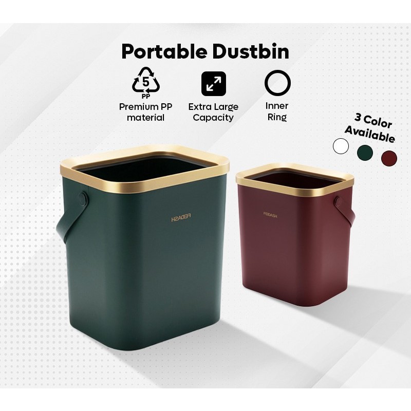 12L Large Trash Bin With Handle Household Dustbin Kitchen Waste Bin ...