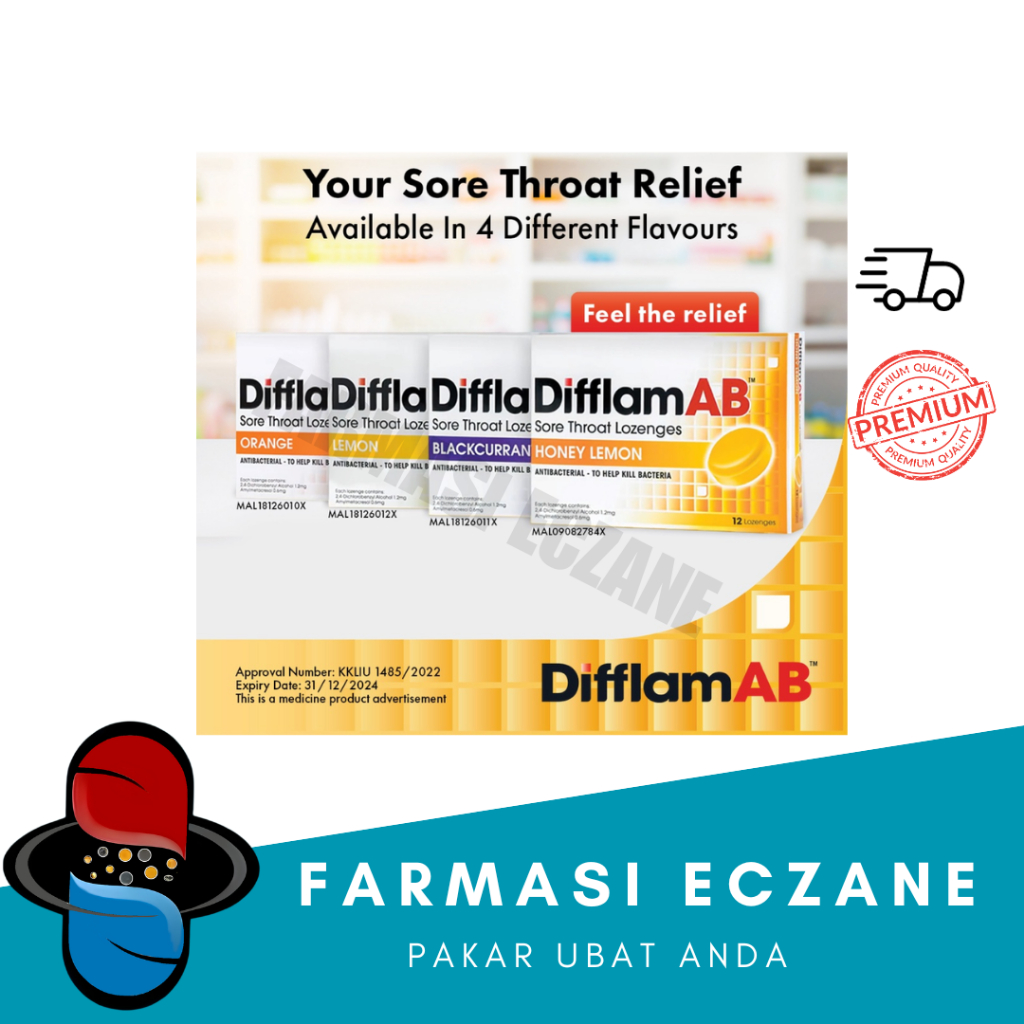 DIFFLAM AB SORE THROAT LOZENGES | Shopee Malaysia