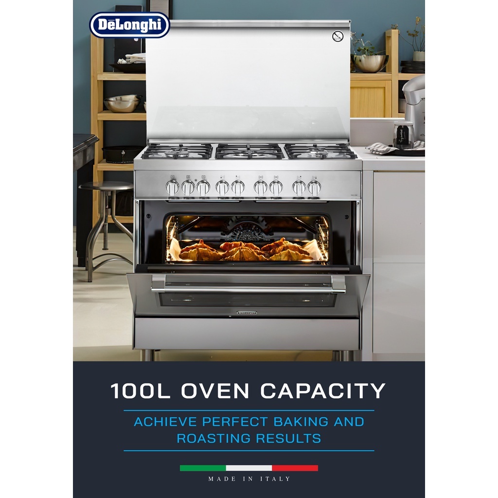 Delonghi DMX-9823 CL Professional Range Cooker 5 Sabaf Burners ...