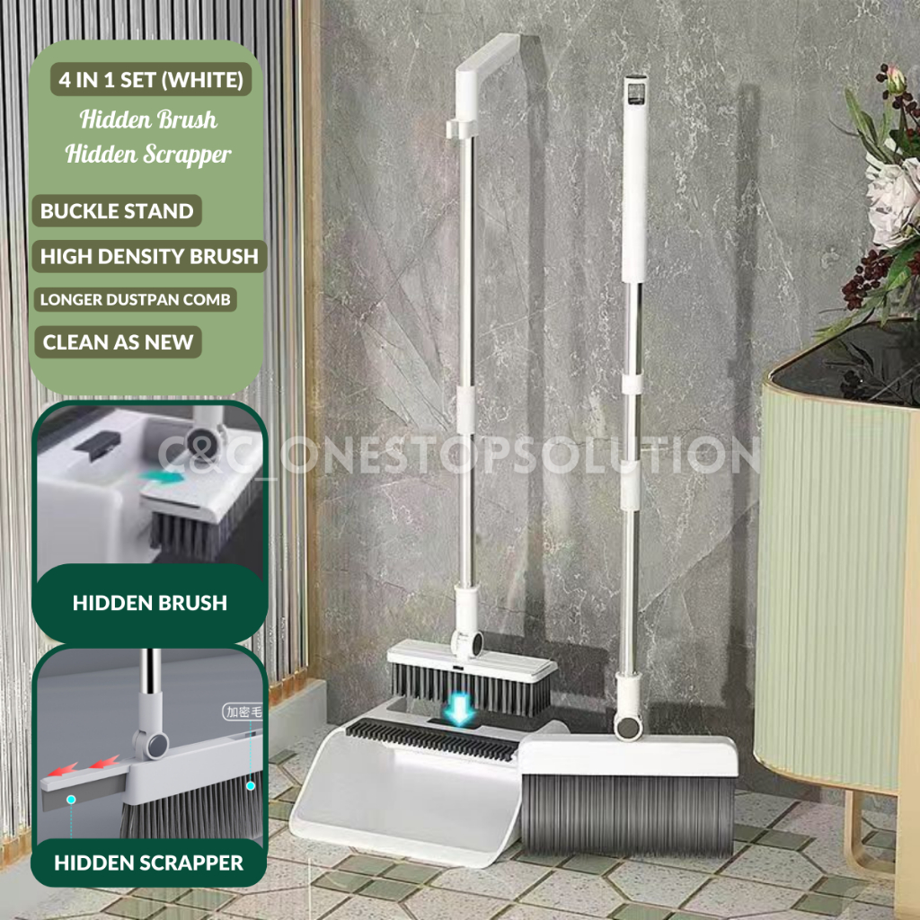 [2025 NEW DESIGN] 4 in 1 Foldable Broom Dustpan Set Broom Set Water ...