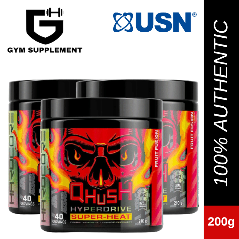 USN Qhush 300G Caffeine Hyperdrive Pre-Workout Extreme Energy Booster ...