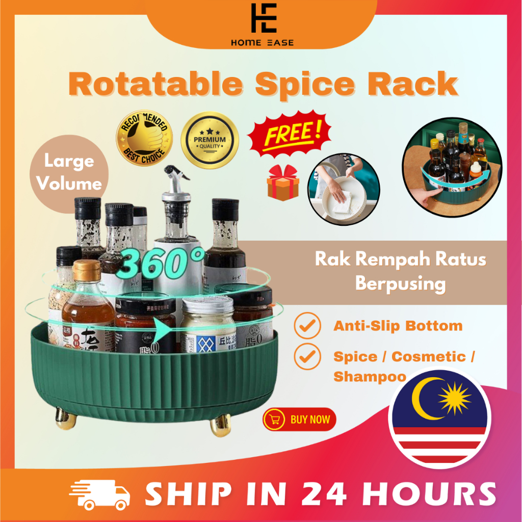 2023 New Rotatable 360° Kitchen Rack Spice Rack Organizer Seasoning ...