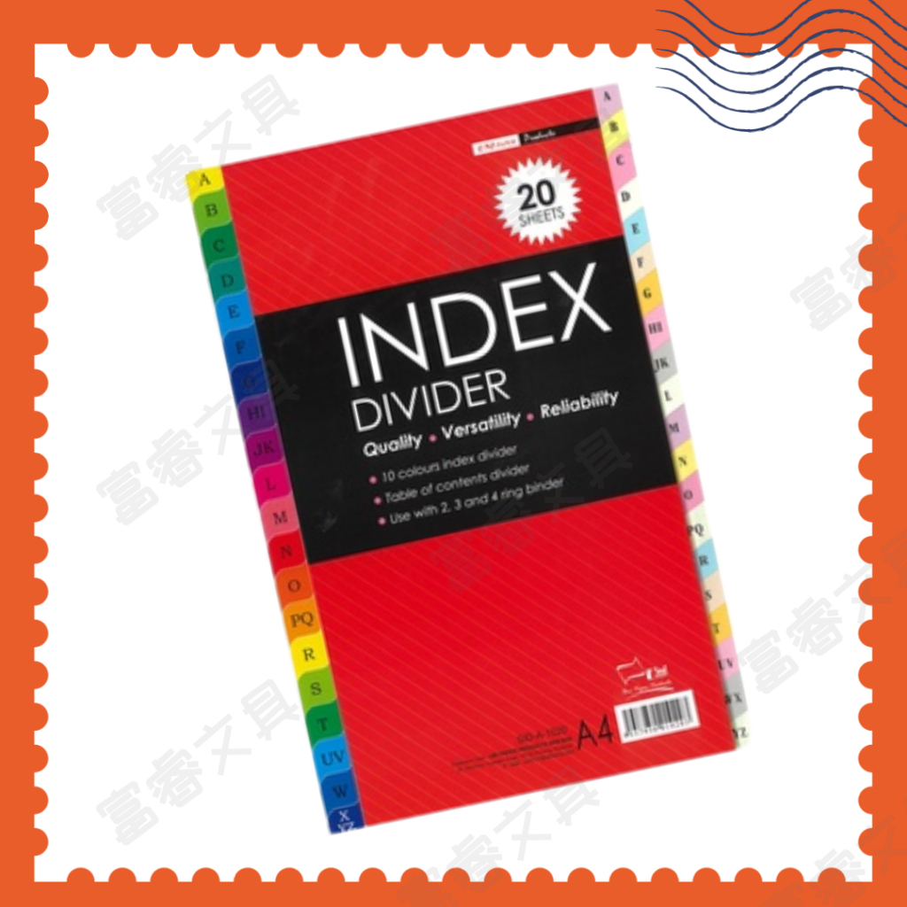 A4 Colour Index Divider / File Filling Separator (Uni Paper) | Shopee ...
