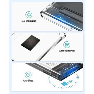 External Hard Disk Case 2.5 inch Free SATA to USB 3.0 Cable Transparent ...