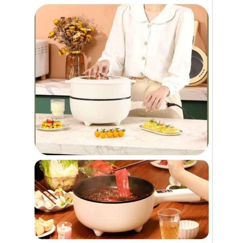 Double Multifunction Electric Cooker Pot Steamboat Fried Grill Steam ...