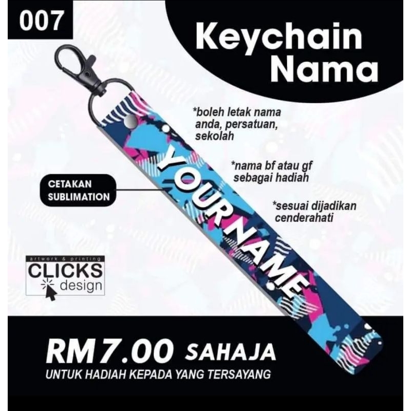 AZFAGROUP Keychain Custom Nama Customised Name Gift Polyester ...