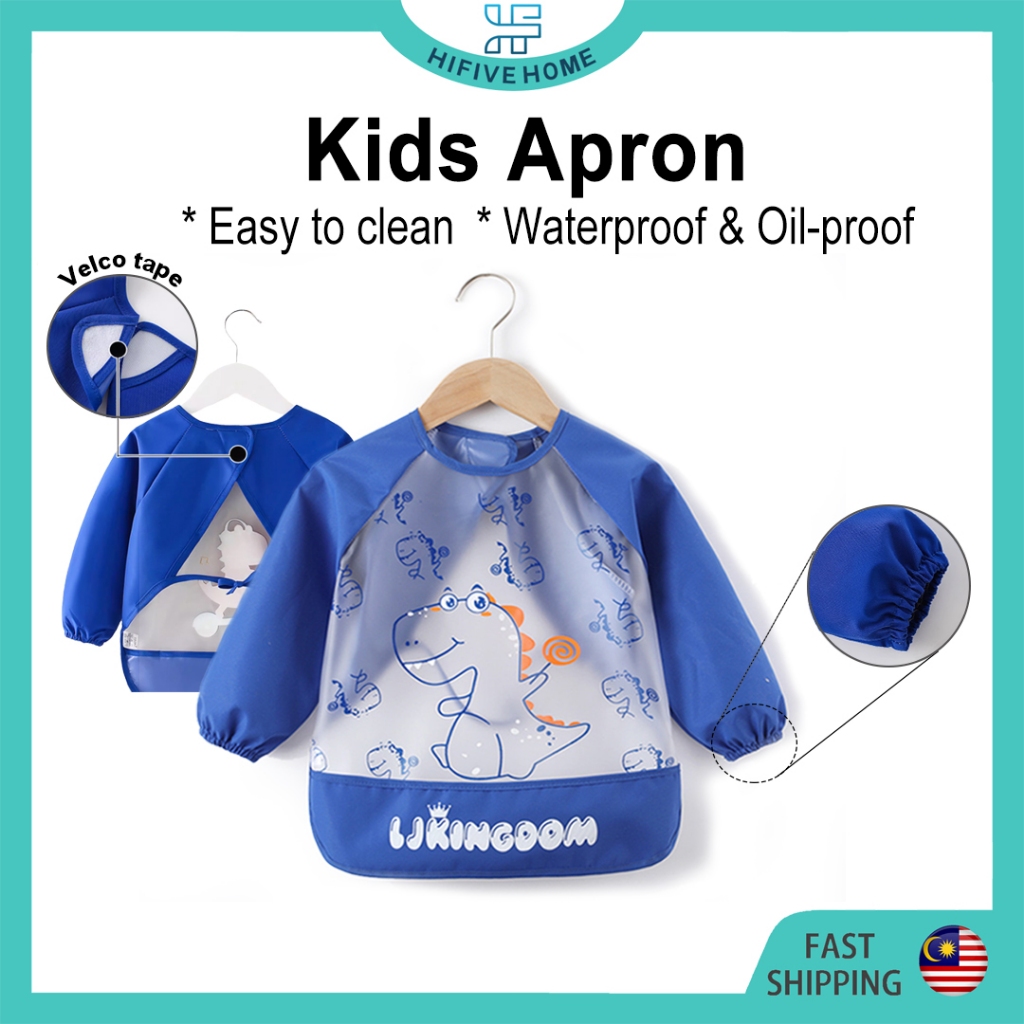 Kids Apron Waterproof Washable For Painting Bib Feeding Cute Apron ...