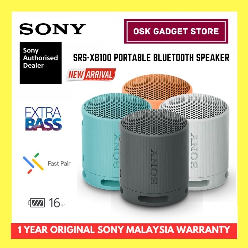 Sony SRS-XB100 Portable Bluetooth Speaker | Extra Bass | 1 Year Sony ...