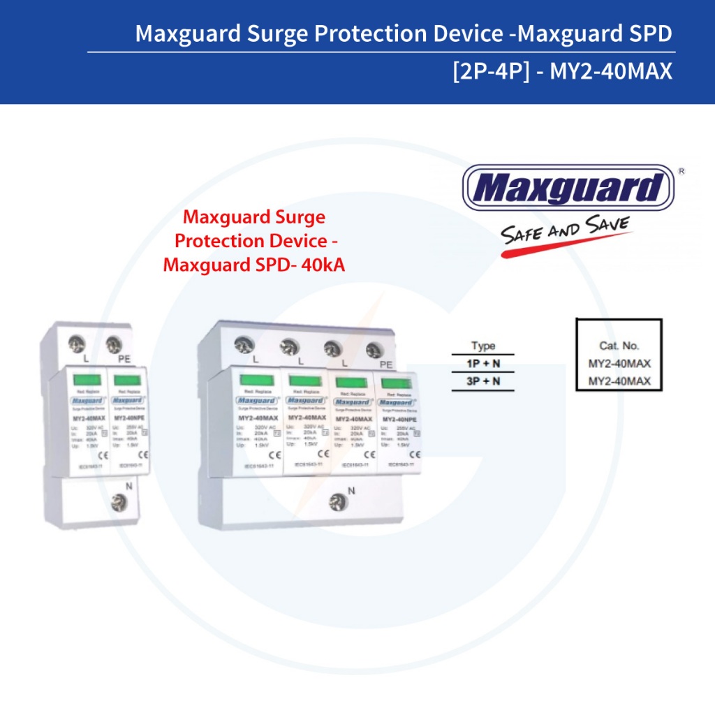 Maxguard Surge Protection Device -Maxguard SPD- 40kA - [2P-4P] - MY2 ...