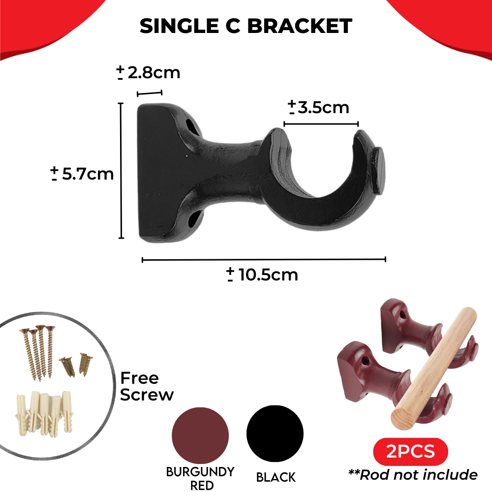 SUPERSAVE Aksesori Langsir Batang Kayu Rail Tingkap Wooden Curtain Rod ...