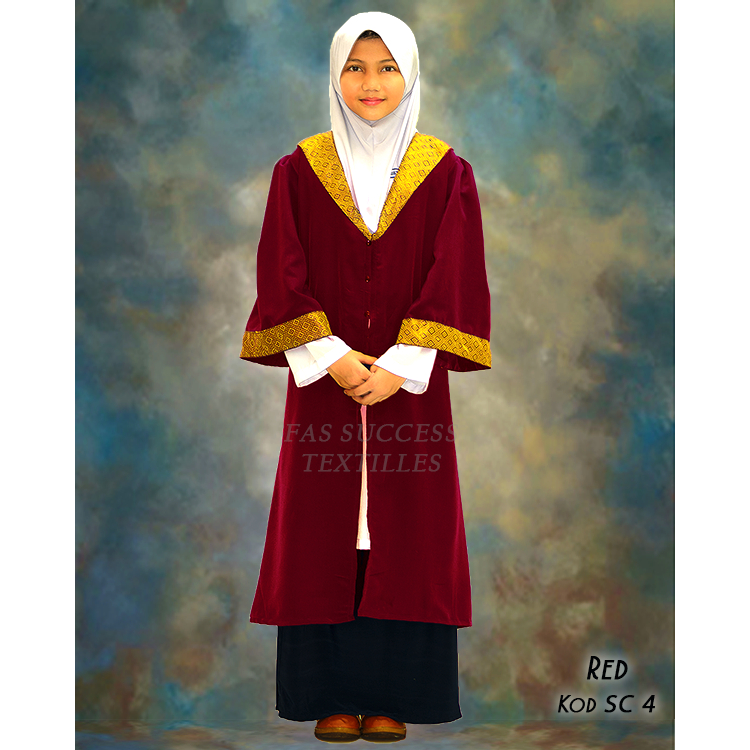 (SEKOLAH RENDAH) JUBAH KONVO GRADUASI HALF SONGKET MERAH | Shopee Malaysia
