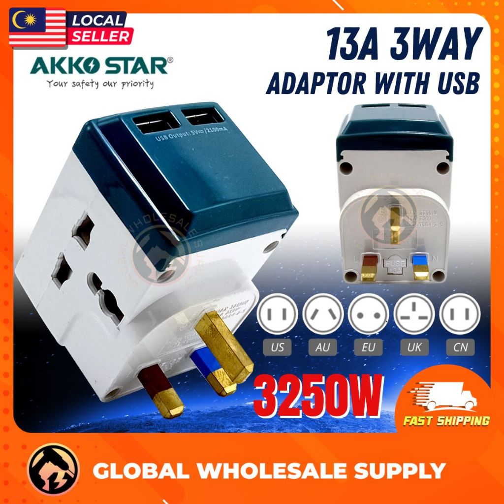 3PIN USB Slot Universal Adapter Travel China Converter UK Plug To EU ...