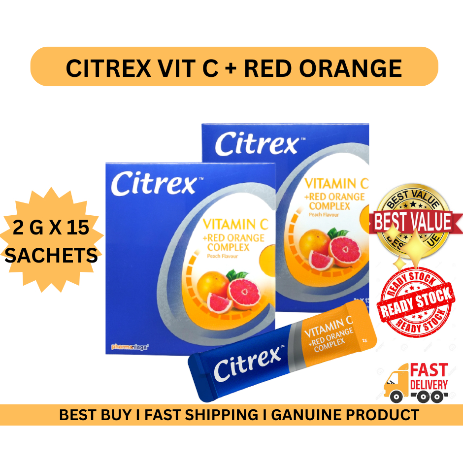 Citrex Vitamin C + Red Orange Complex 2g x 15 Sachets [EXP 12/2024 ...