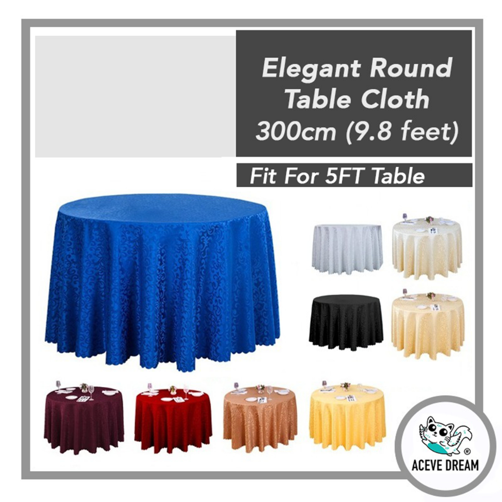 ACEVE DREAM READY STOCK 3.0M Round Damask Pattern Table Cloth Cover ...