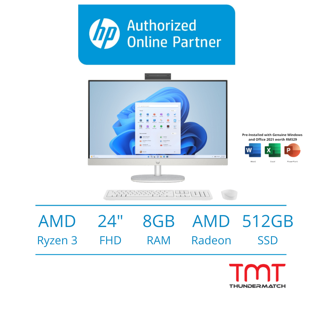 HP All in One 24-cr0016d Deskstop | AMD Ryzen 3 7320U | 8GB RAM 512GB ...