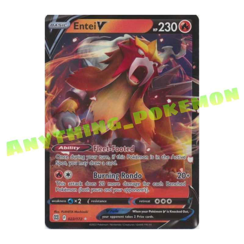 Pokemon Card - Entei V (022/172) - Ultra Rare - Sword&Shield:Brilliant ...