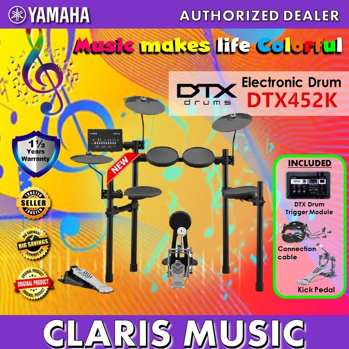 Yamaha DTX452K 5-Piece Electronic Drum Set with Hardware-NEW UNIT ...