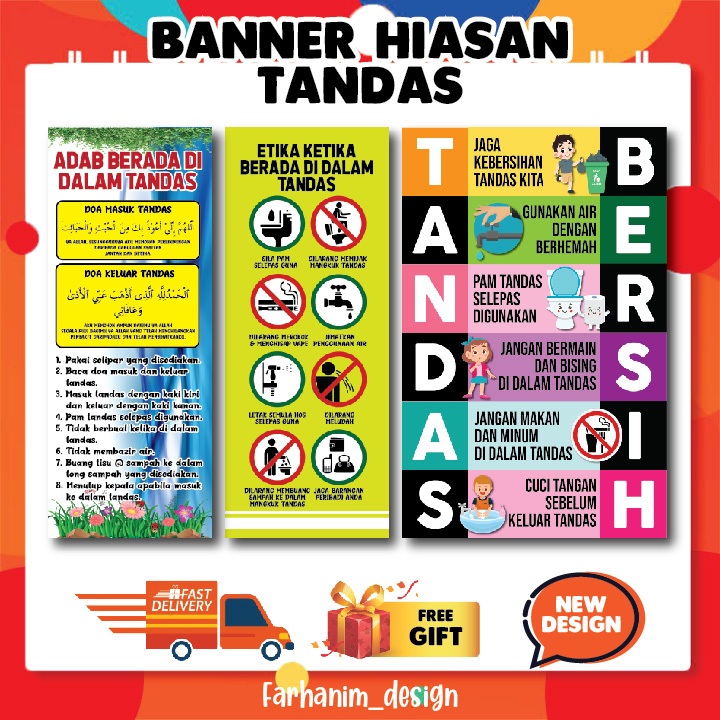BANNER HIASAN TANDAS / BILIK AIR / BILIK MANDI / KAWASAN R&R | Shopee ...
