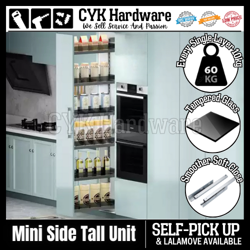 Premium 200MM Side Tall Unit Pull Out Basket 6 Layer With Soft Close ...