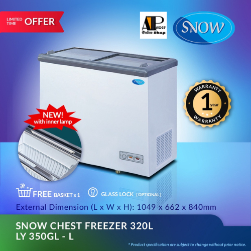 Snow Icecream Glass Top Chest Freezer - LY350GLL (LED LIGHT) | Shopee ...