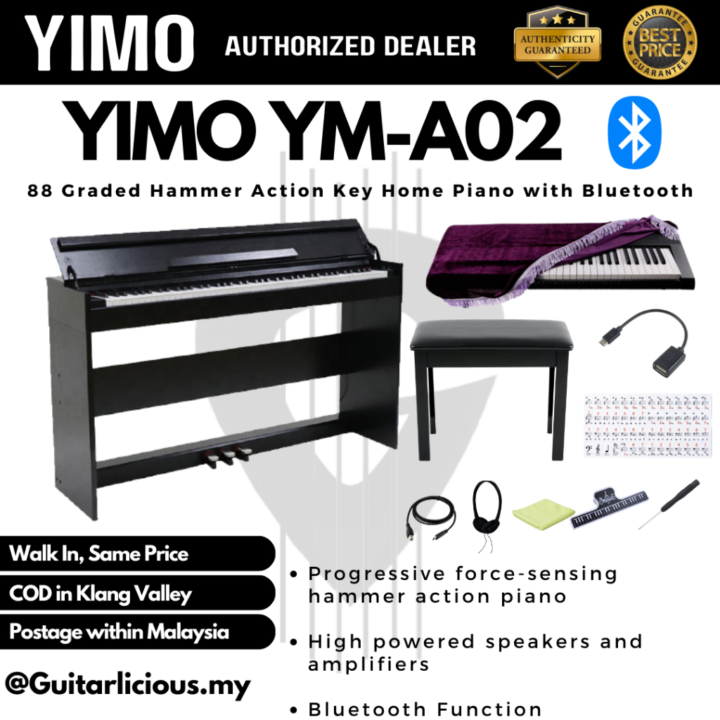YIMO YM-A02 88 Keys Professional Digital Grand Piano with Hammer Action ...