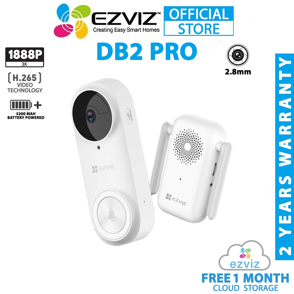 EZVIZ DB2 Pro 3K Video Doorbell Battery-Powered Wireless Kit ...