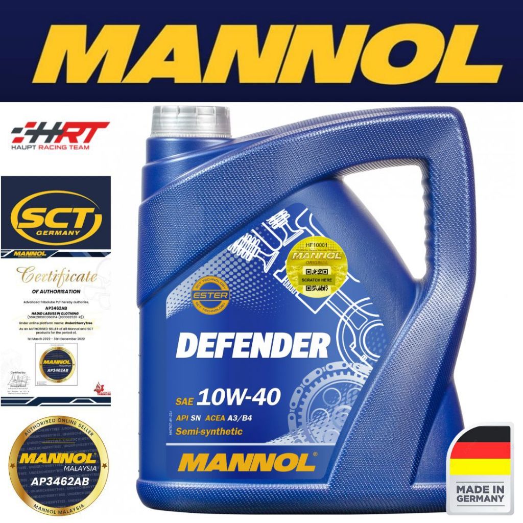 MANNOL Defender 10W-40 MN7507 (Made in GERMANY) - 4L Semi Synthetic Engine Oil | Shopee Malaysia